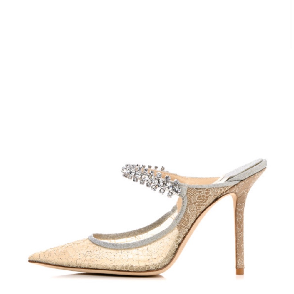 Jimmy Choo Lace Crystal Bing 100 Pumps - Gem